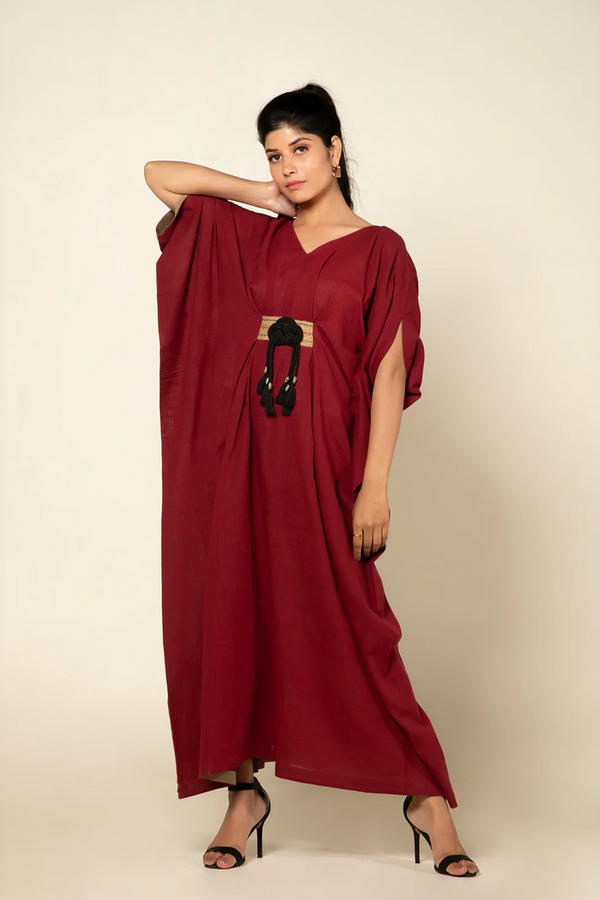 Maroon Boho Chic Long Jumpsuit - omaanajaipur